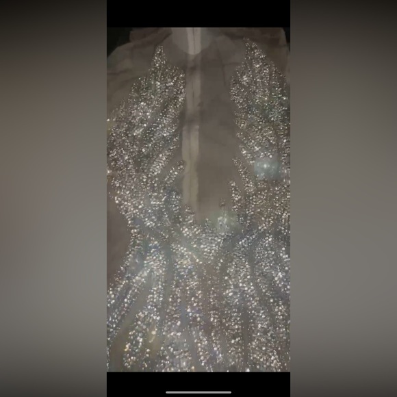Dresses | Custom Silver Diamond Dress With Mesh | Poshmark